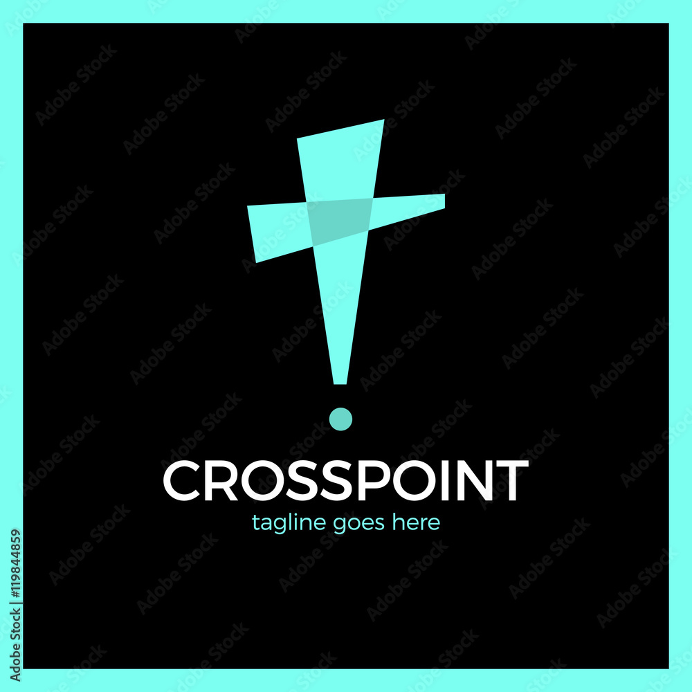 Cross Point logo. Church Pin logotype. Christian Location icon. Alert ...