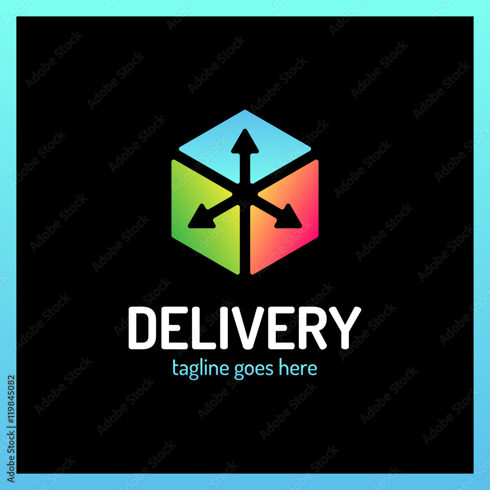Delivery Box Three Arrow Logo. Logistic cube. Transporting hexagon ...