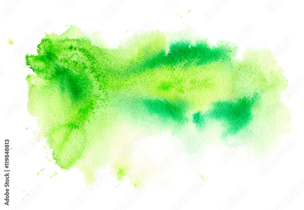 Green watery illustration.Abstract watercolor hand drawn image.Wet ...