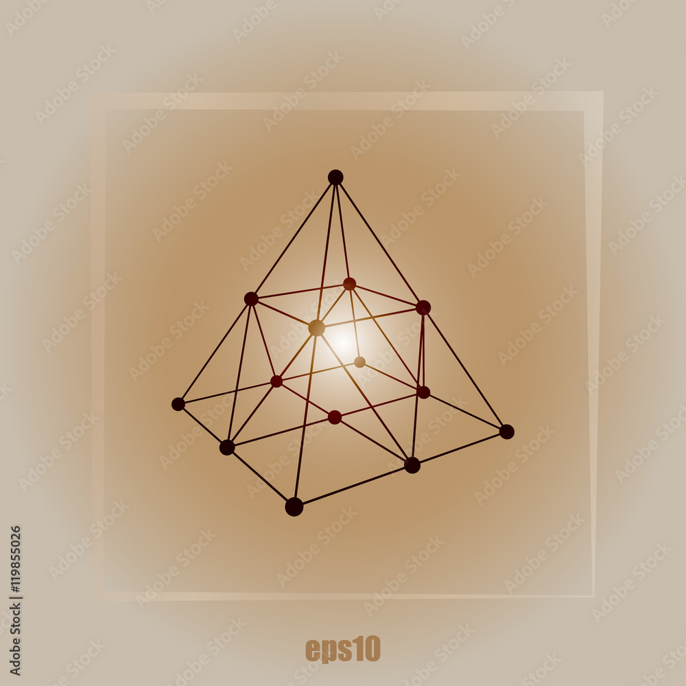 Wire frame shape. Pyramid with connected lines and dots Stock Vector ...