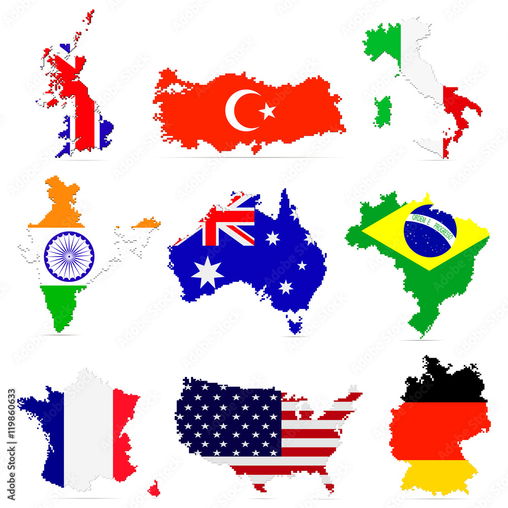 Creative set of countries maps vector illustration Stock Vector | Adobe ...