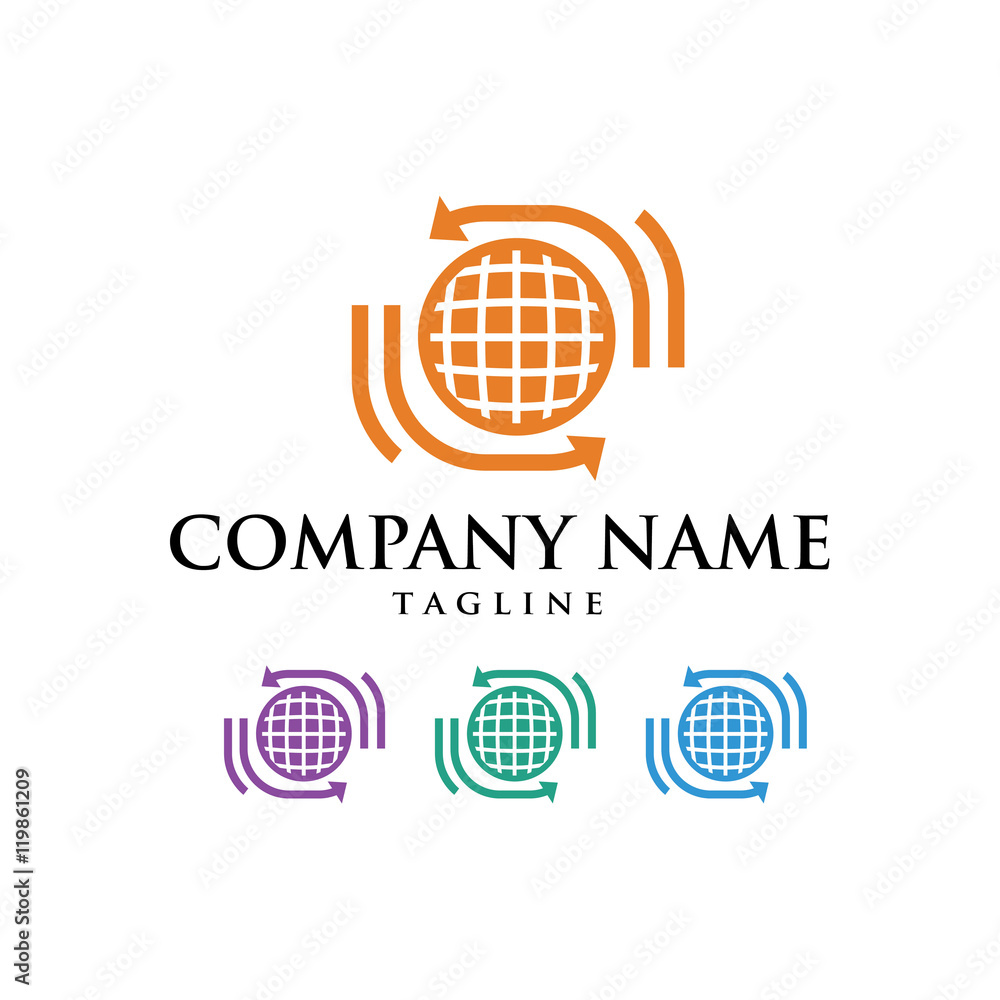Globe Earth Planet Circle Icon Vector Logo Stock Vector | Adobe Stock