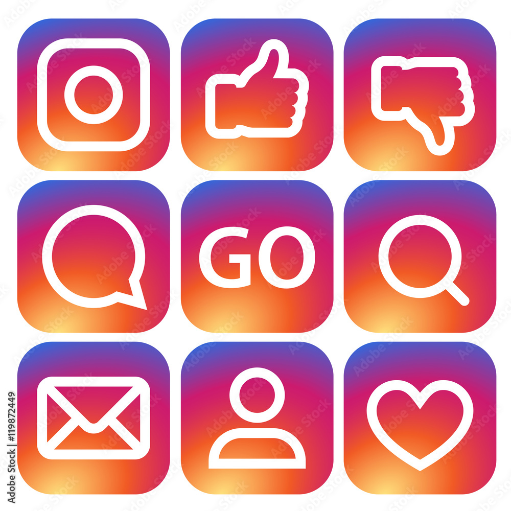 Set of icons in the new logo design with gradient Stock Vector | Adobe ...