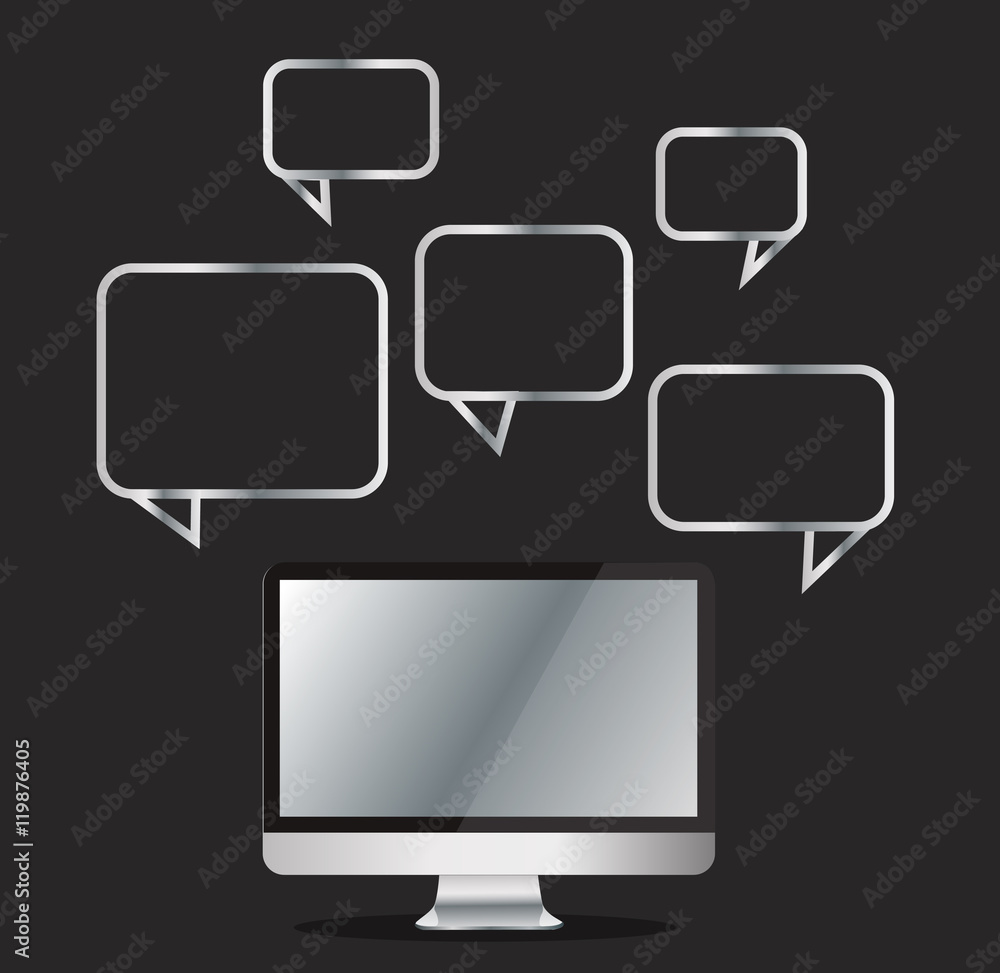 computer with colorful chat box , message box communication background ...