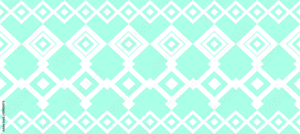 Elegant decorative border made up of square turquoise and white Stock ...