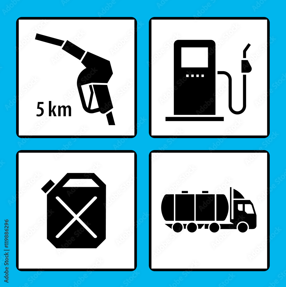 Set of icons for gas station. Oil and gas pictogram collection. Vector ...