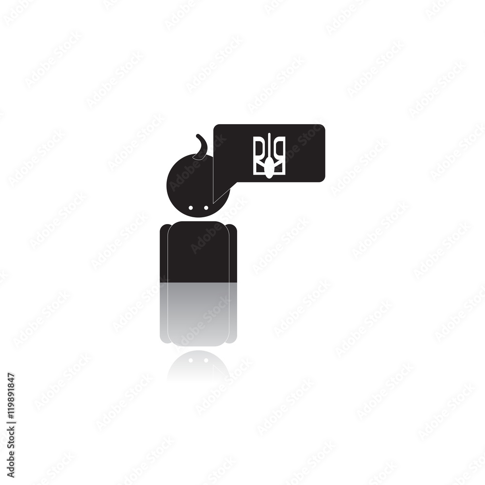 Black and white vector illustration in flat style of Cossack and ...