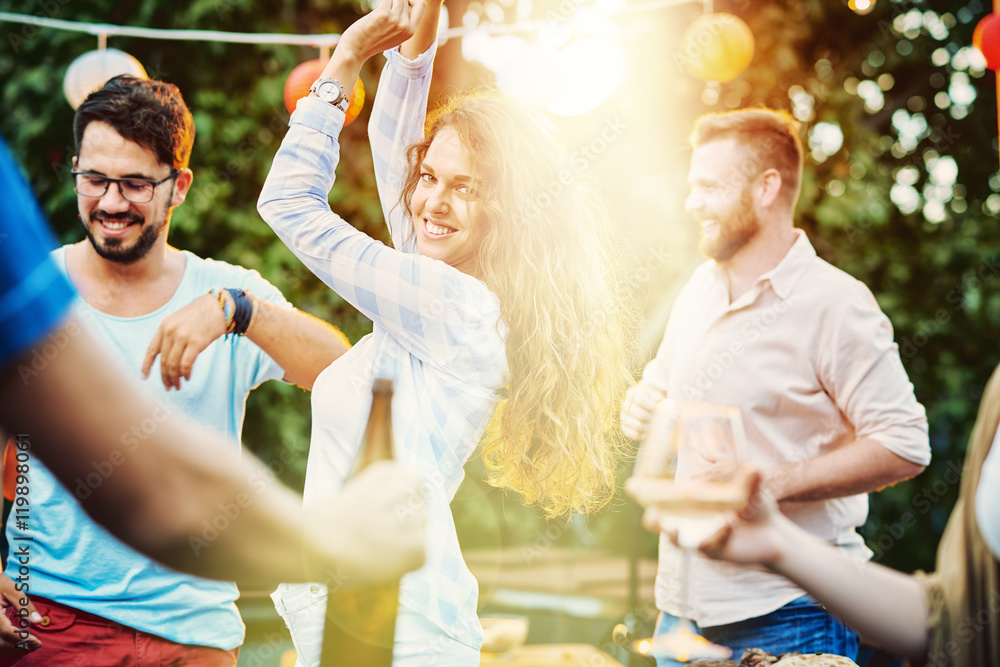 group of friends making a party, have fun together Stock Photo | Adobe ...
