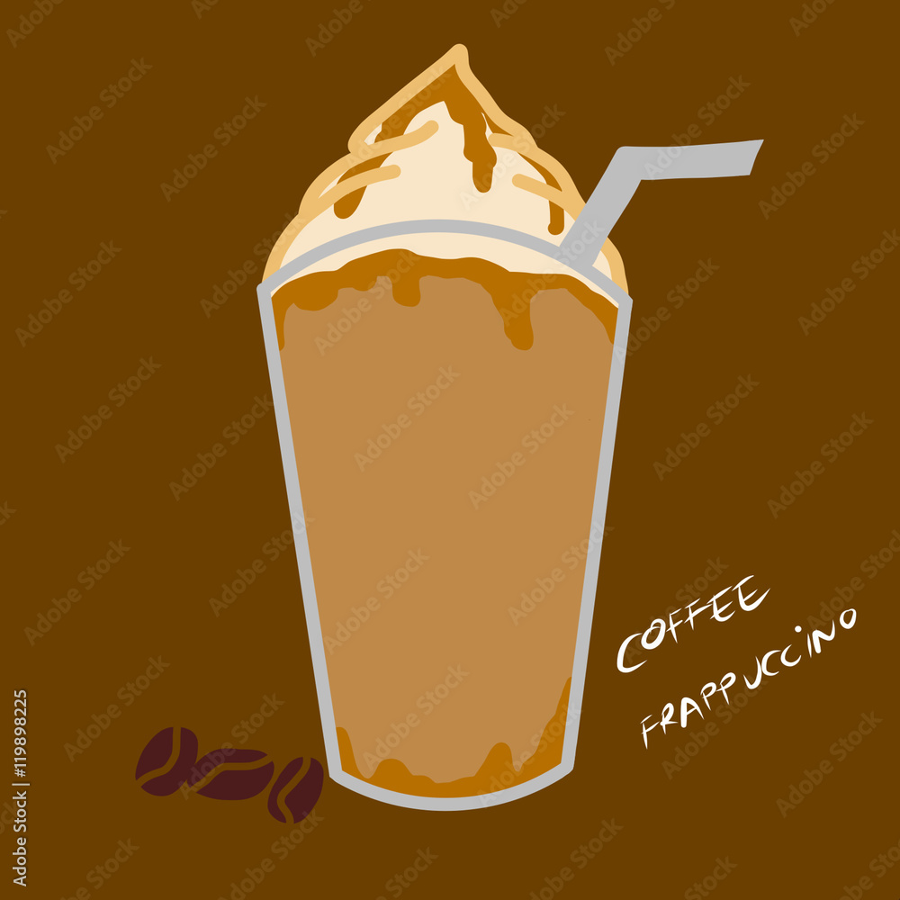 Coffee Frappuccino with whipping cream cartoon illustration Stock ...