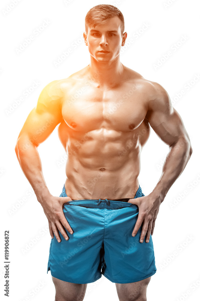 Image of muscle man posing in studio Stock Photo | Adobe Stock