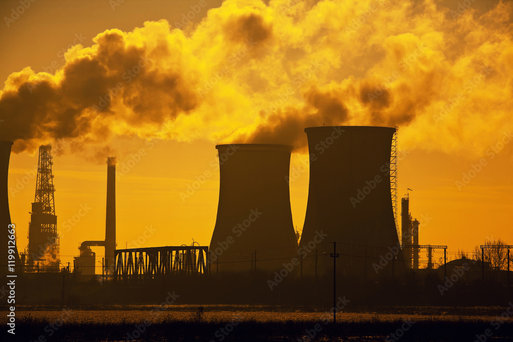 Oil refinery pollution Stock Photo | Adobe Stock