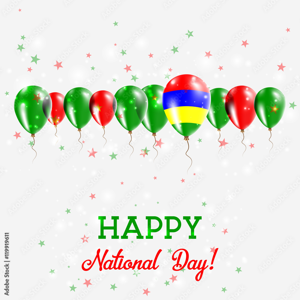 Mauritius Independence Day Sparkling Patriotic Poster. Happy ...