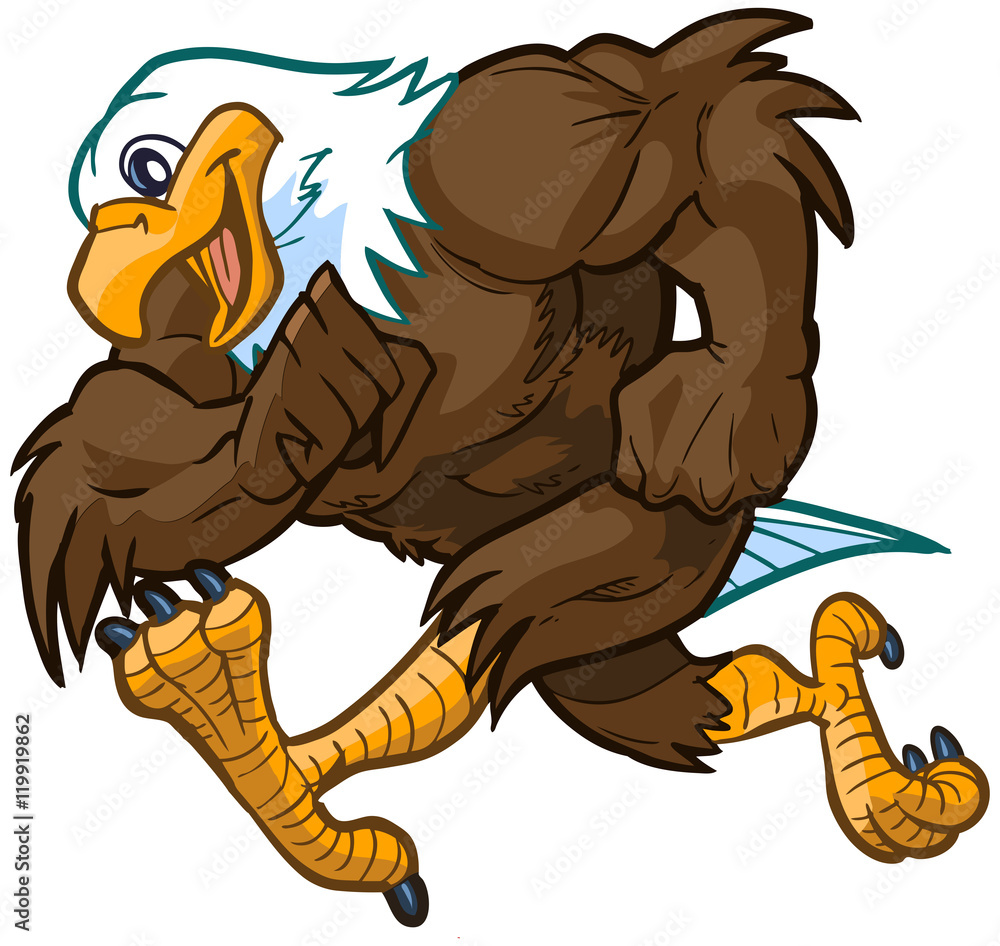 Vector Cartoon Bald Eagle Mascot Running Stock Vector | Adobe Stock