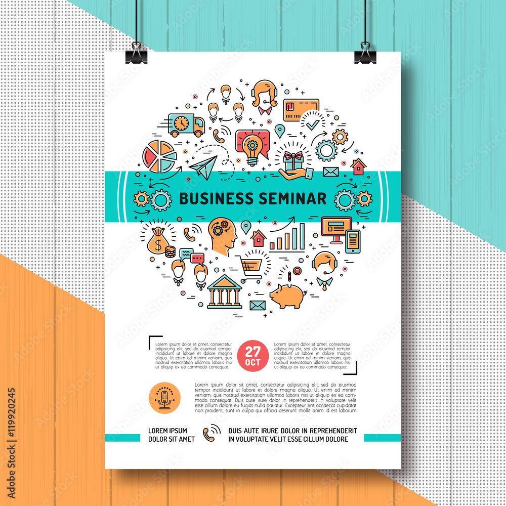 Vector business seminar poster templates A4 size. Shopping, e-commerce ...