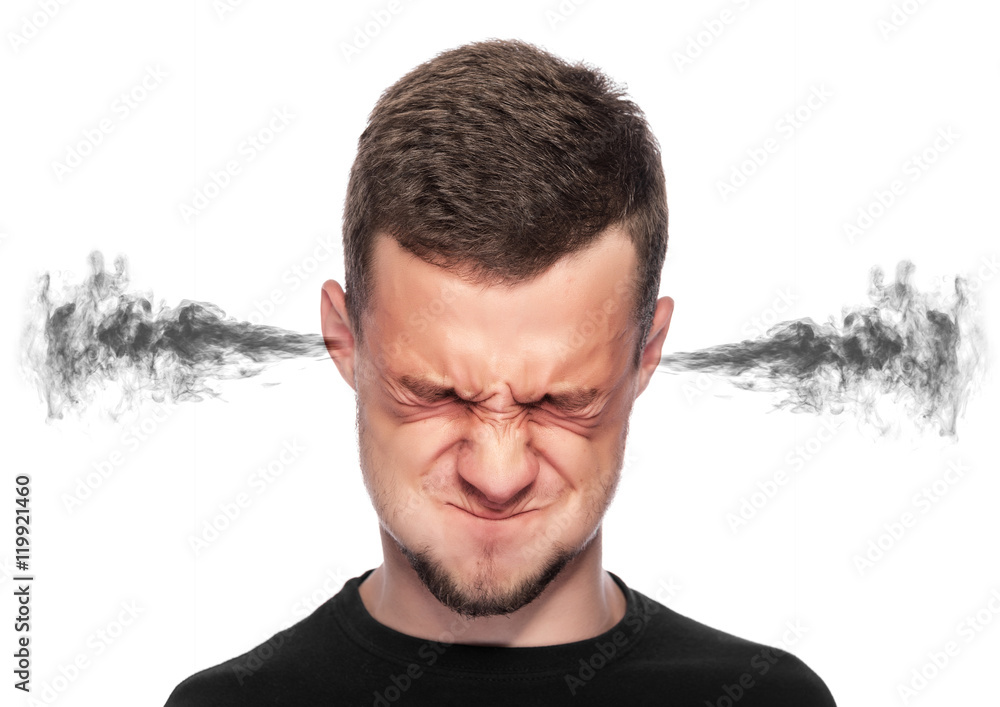 Angry man with smoke coming out from his ears. Stock Photo | Adobe Stock