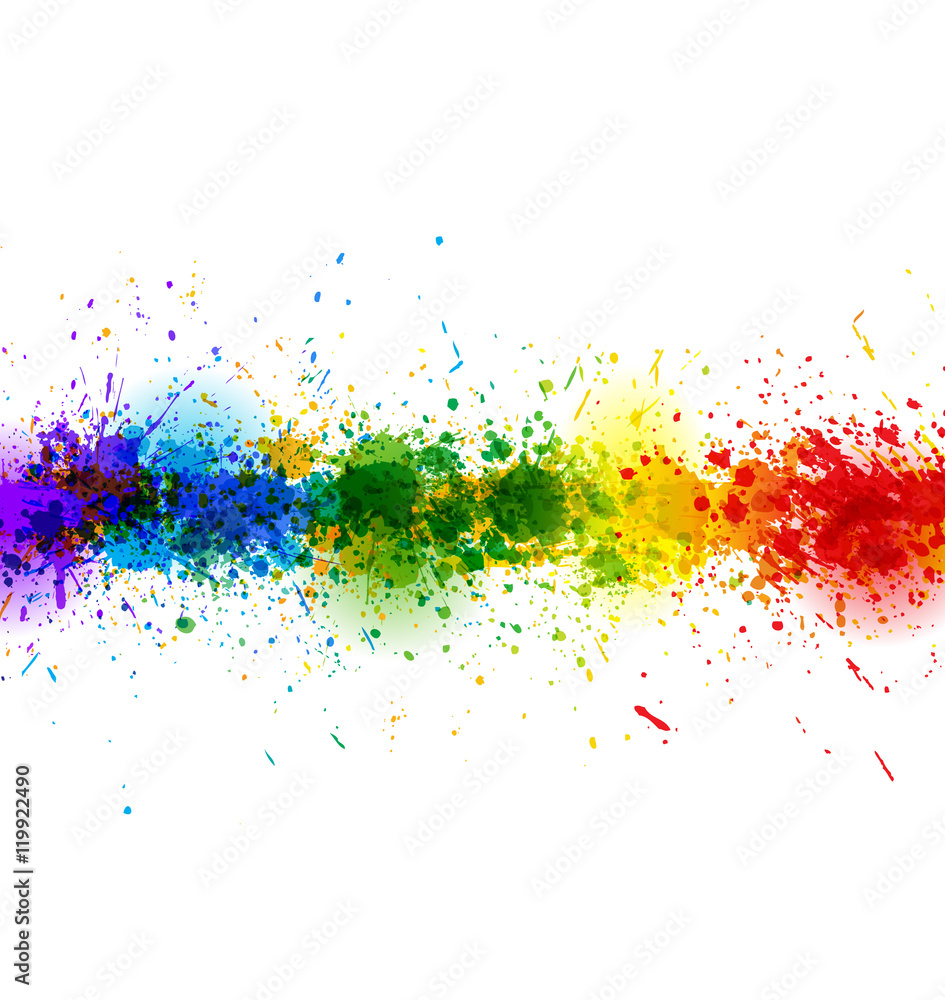 Paint splashes background. Vector banner made of bright stains ...