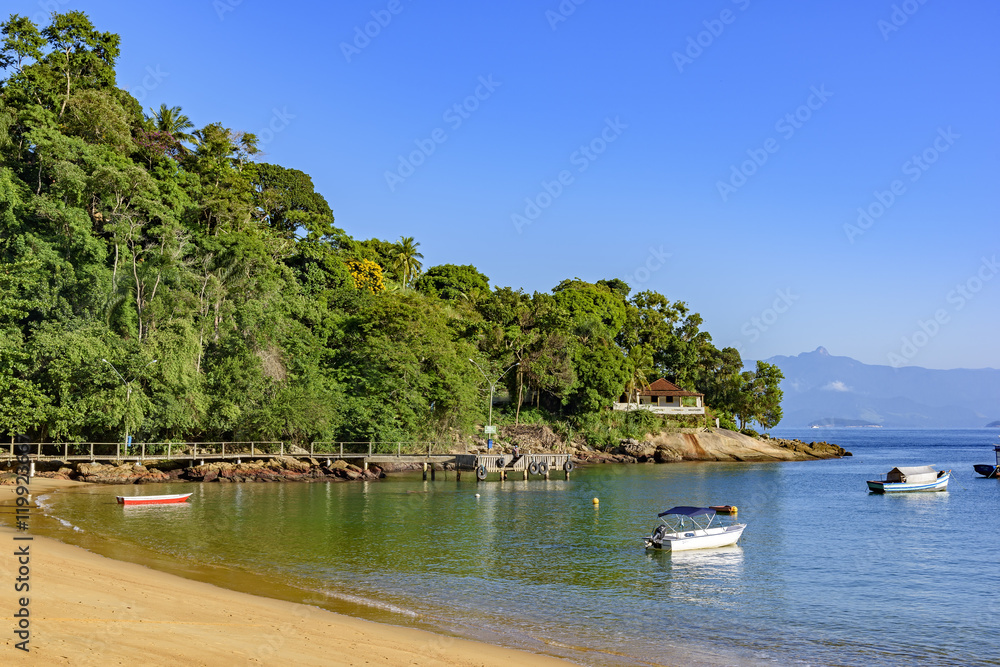 Paradisiacal beach surrounded by rainforest on Ilha Grande (Big Island ...