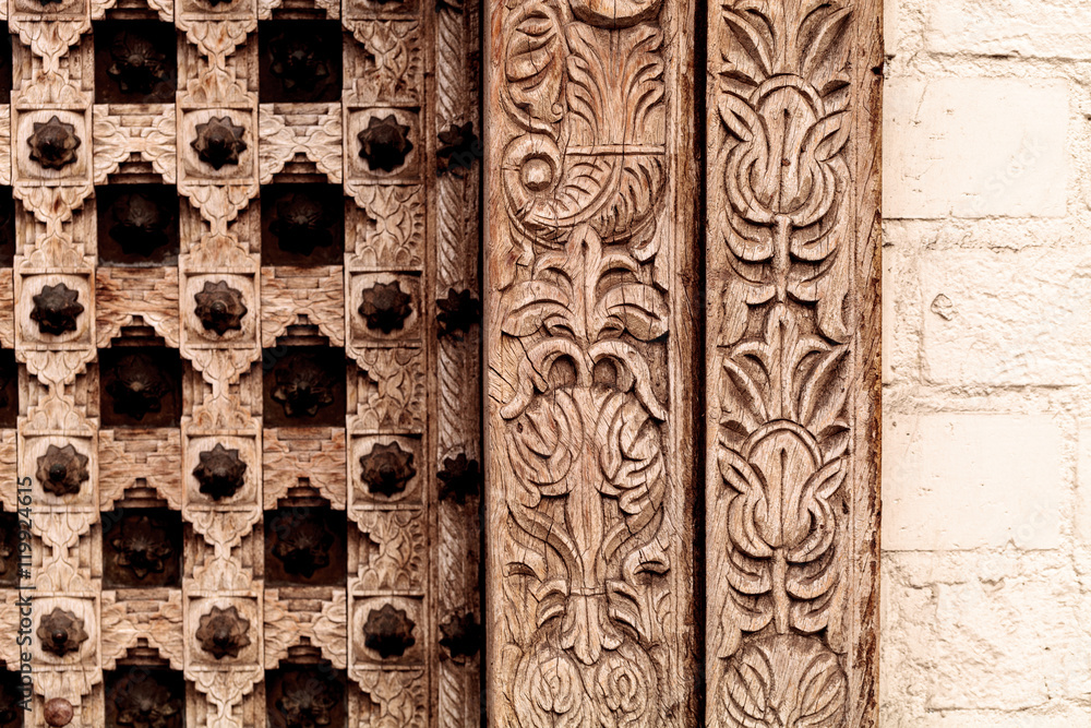 Moroccan antique wood texture door carved background Stock Photo ...