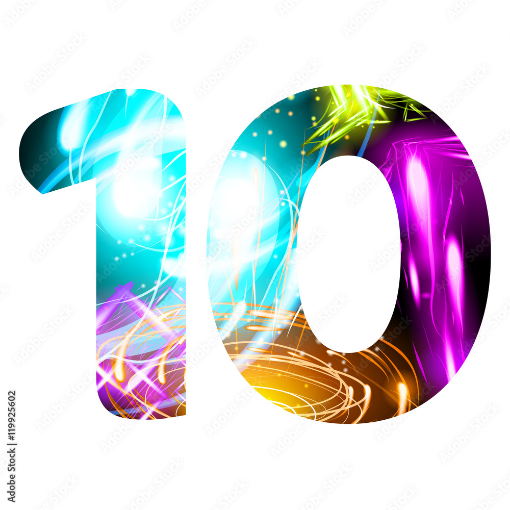 Glowing Light effect neon Font. Color Design Text Symbols. Shiny number ...