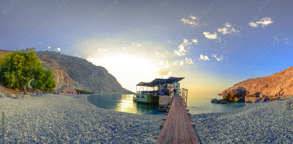 Glyka Nera beach (Sweet Water or Fresh Water). View of the remote and ...