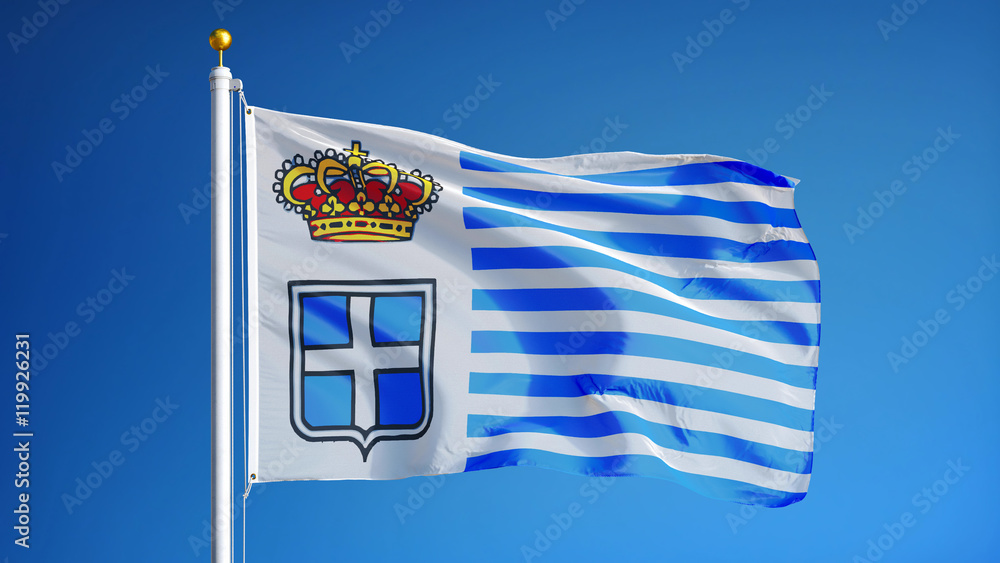 Foto de Principality of Seborga flag waving against clean blue sky ...