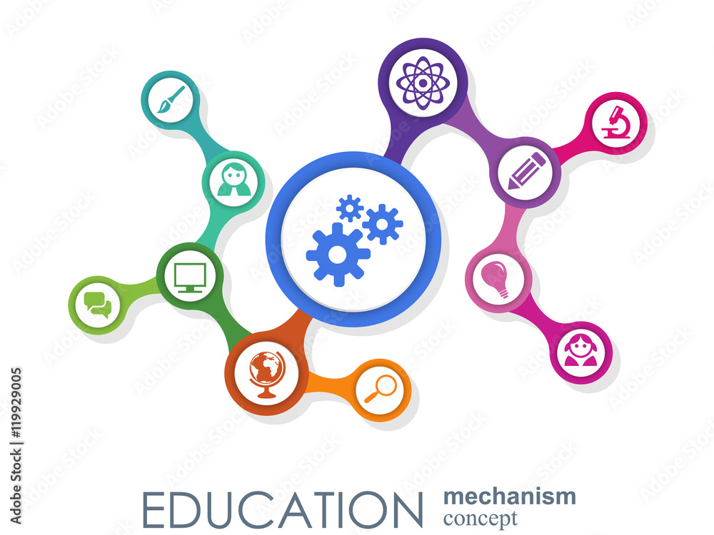 Education network. Hexagon abstract background with lines, polygons ...