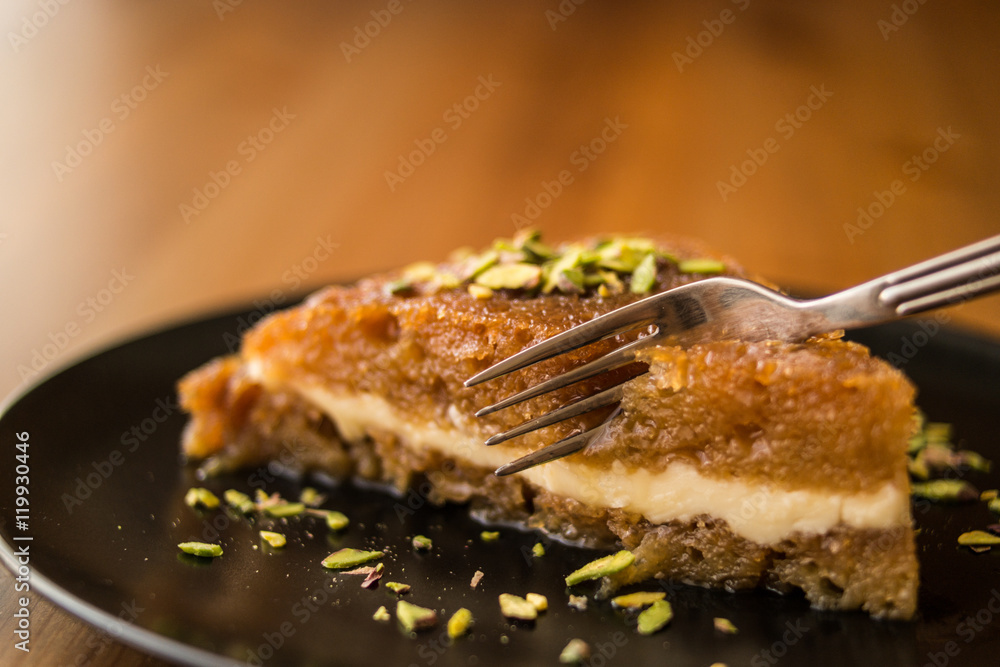 Turkish Traditional Dessert Ekmek Kadayifi / Bread Pudding Stock Photo ...