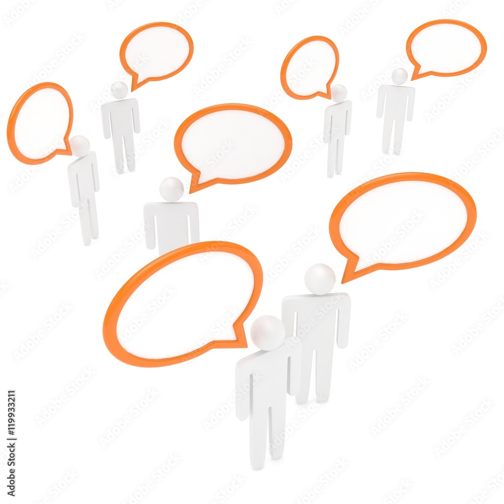 people with talk bubbles isolated over a white background. 3d rendering ...