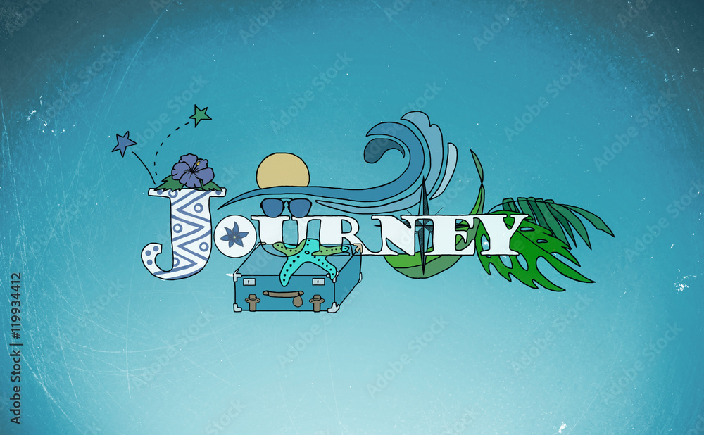 Journey drawing on blue background Stock Illustration | Adobe Stock