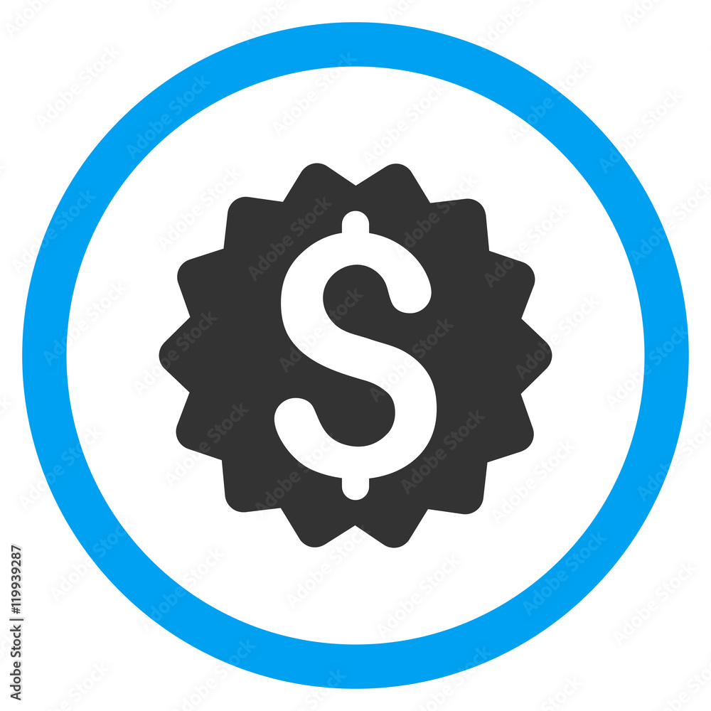 Financial Reward Seal vector bicolor rounded icon. Image style is a ...