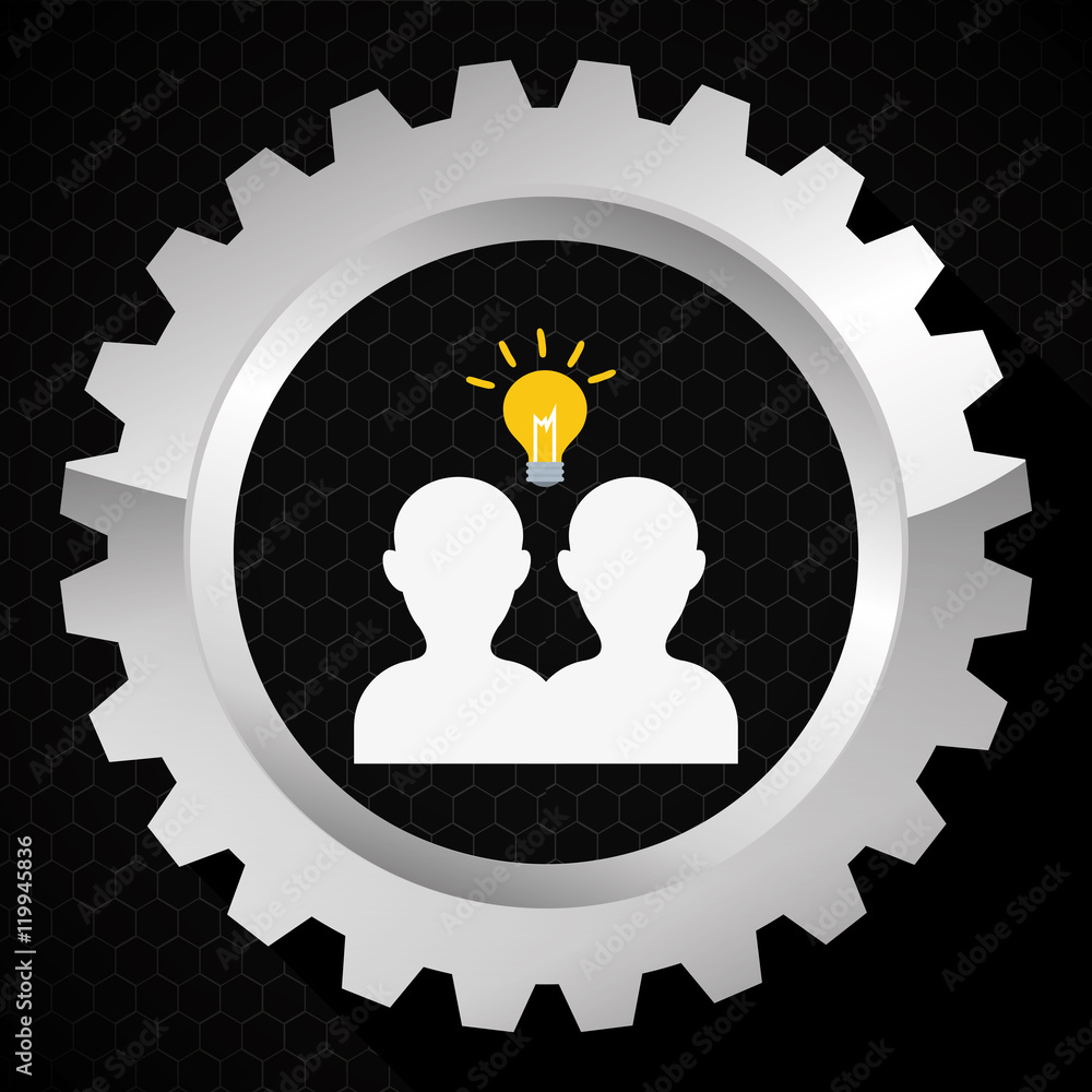pictogram gears teamwork support collaborative cooperation work icon ...