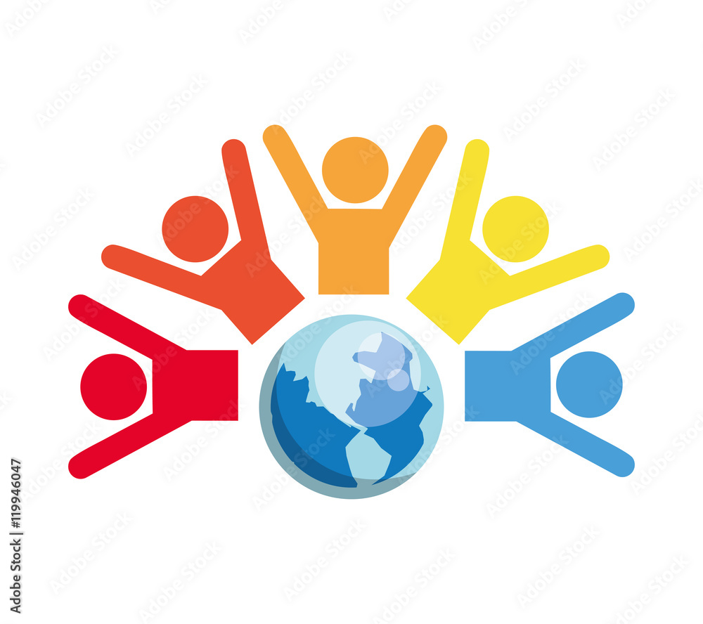 pictogram planet teamwork support collaborative cooperation work icon ...