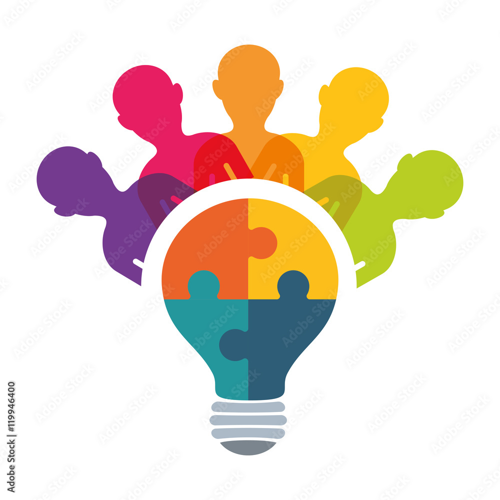 pictogram puzzle hand teamwork support collaborative cooperation work ...