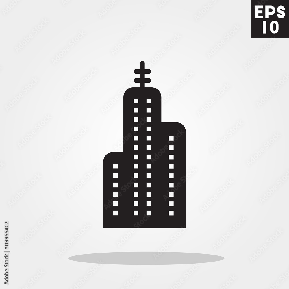 Tower building icon in trendy flat style isolated on grey background ...