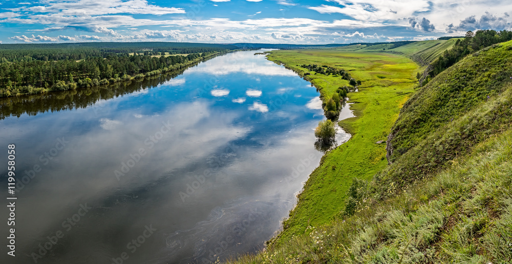 Belaya River flows through the Siberian plain Stock Photo | Adobe Stock