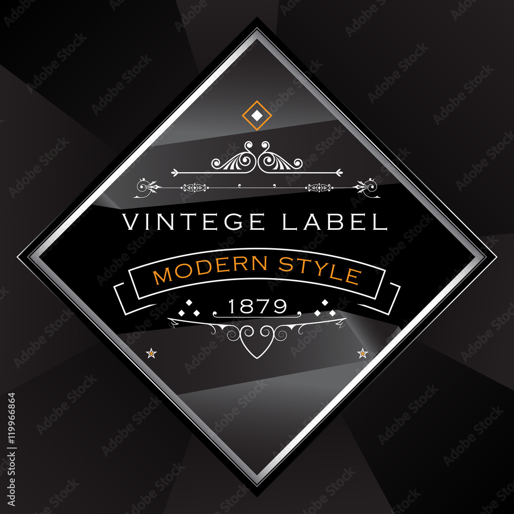 Vintage label in the black box. Modern style background and design ...