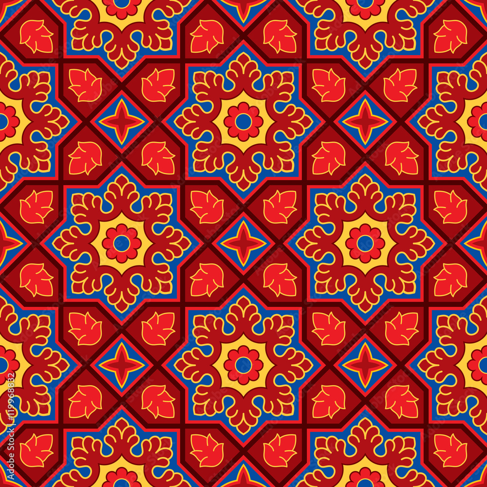 Sindhi traditional pattern background, Red & Blue Wallpaper, Vector ...
