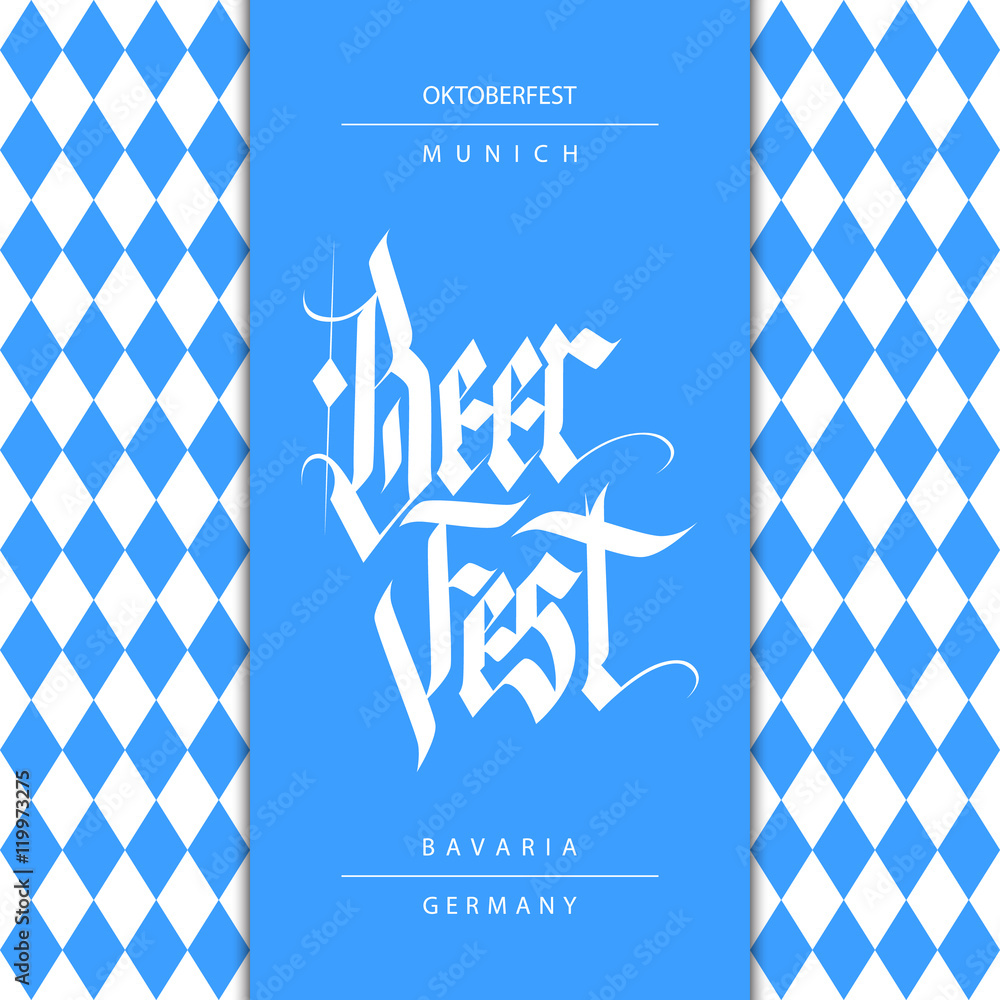 Oktoberfest card with handwritten inscription Beer Fest. Hand drawn ...