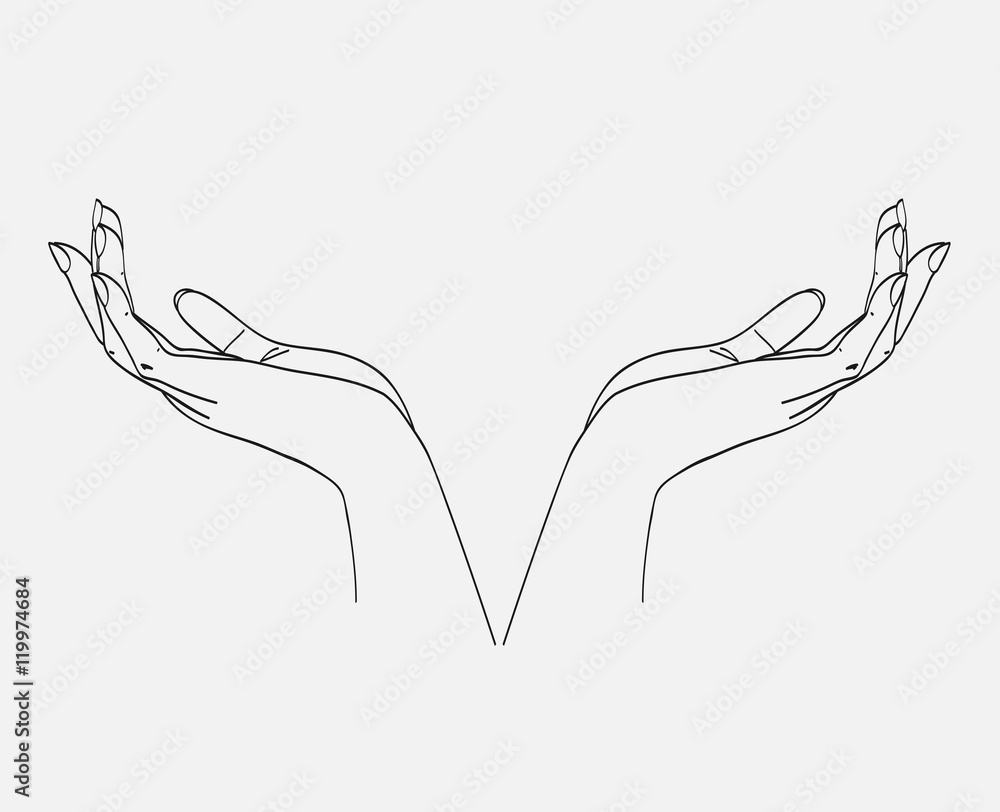 Sketch of the hands. Vector illustration. Stock Vector | Adobe Stock