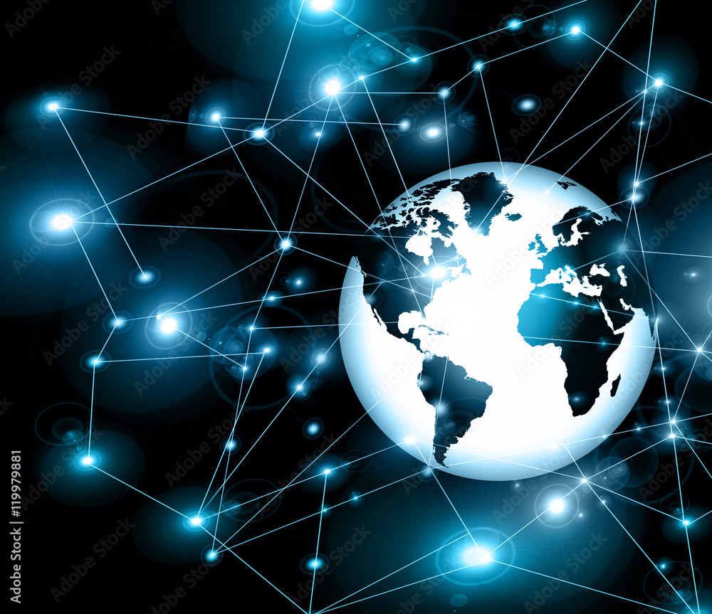 Best Internet Concept of global business. Globe, glowing lines on ...
