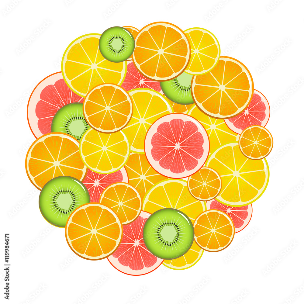 Fruit Slices Round. Vector Stock Vector | Adobe Stock