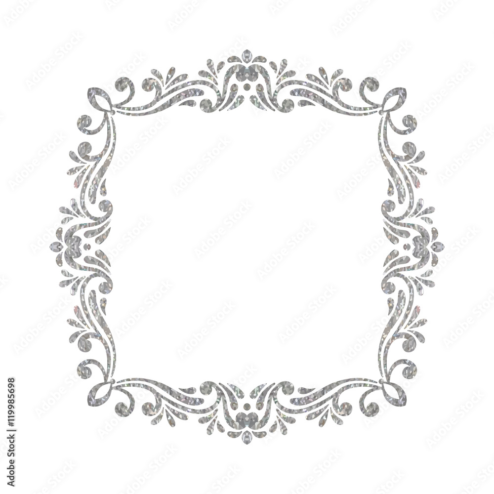 Elegant luxury vintage silver floral frame Stock Vector | Adobe Stock
