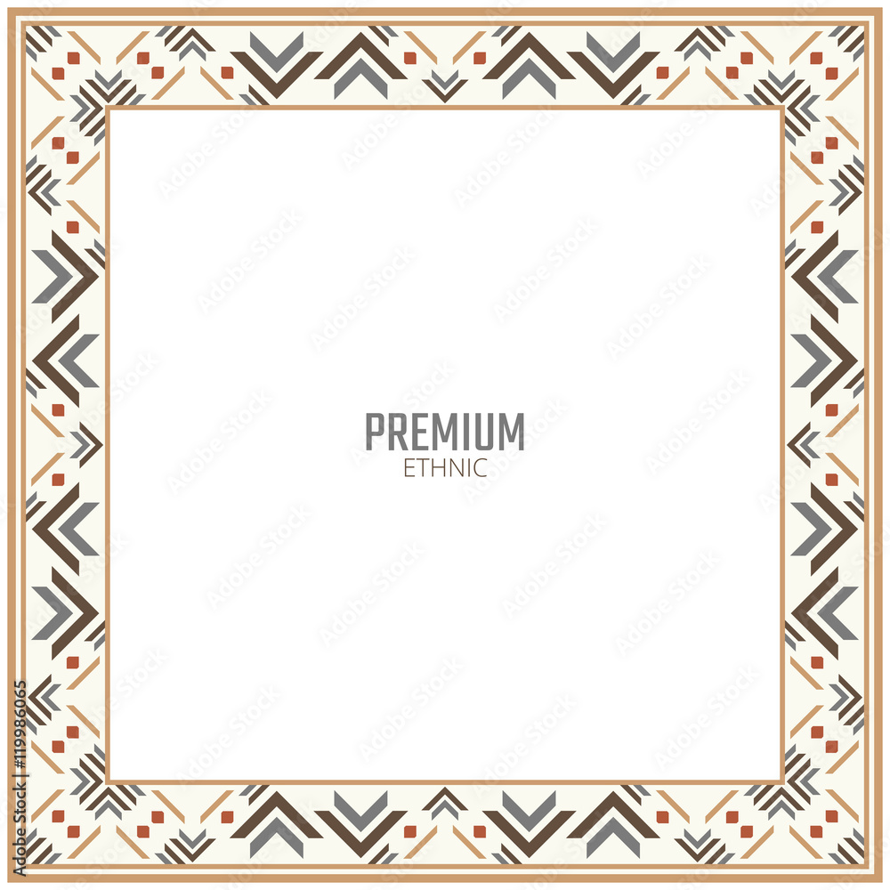 Vektorová grafika „Vector geometric frame ethnic style. Square vector ...