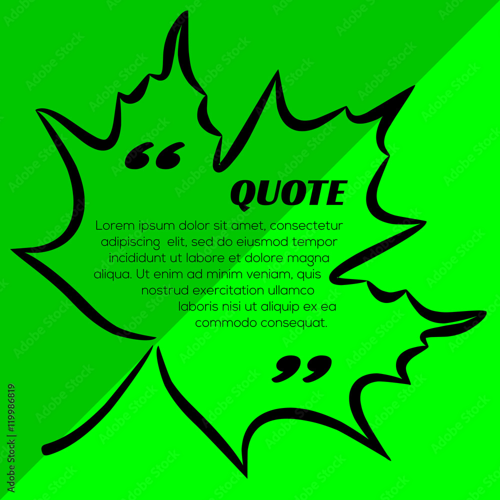 Quote blank template with maple leaf silhouette. Quote form in green ...
