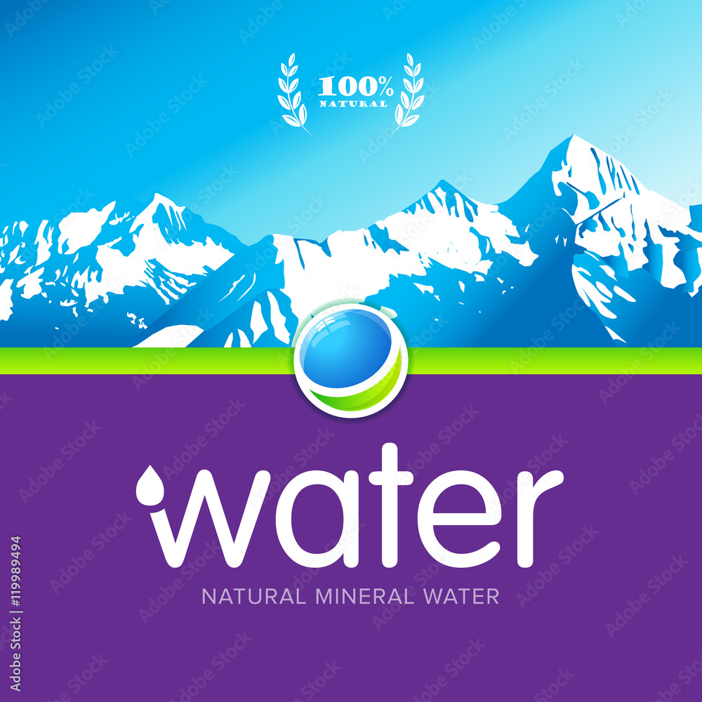 Vector Mineral Bottled Spring water logo design Label template ...