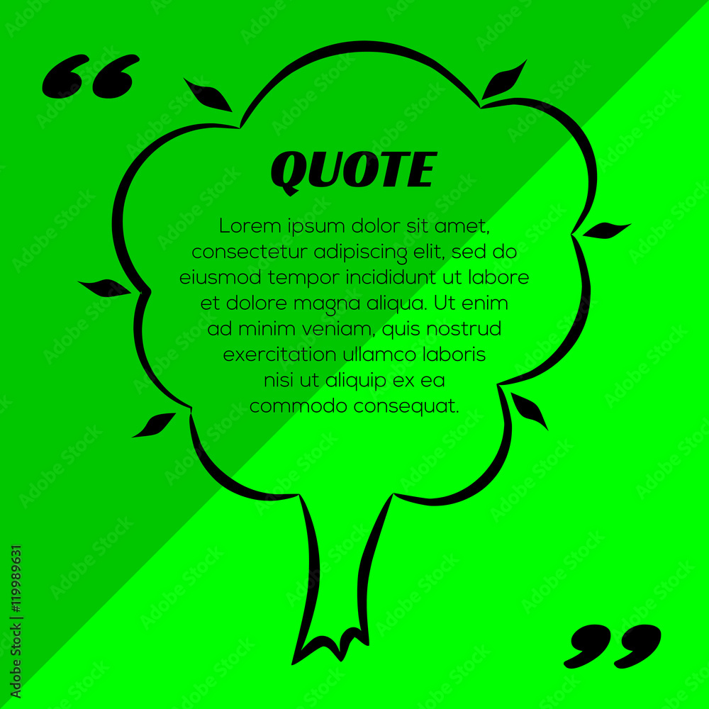 Quote blank template with tree silhouette. Quote form in green and ...