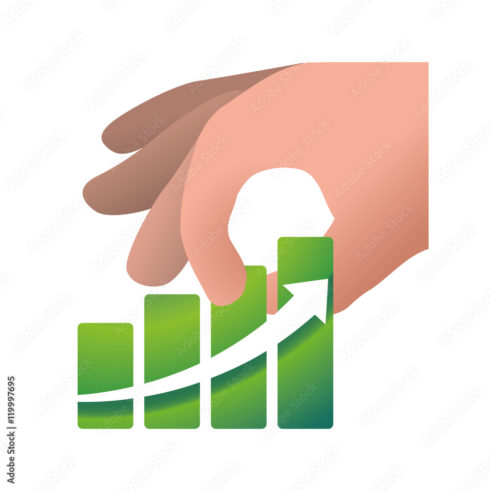 hand and growth arrow icon. Money financial and economy theme. Isolated ...
