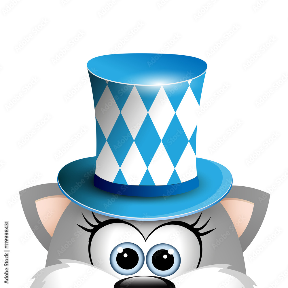 Cartoon funny gray cat in a bavarian hat. Card for Oktoberfest. Stock ...