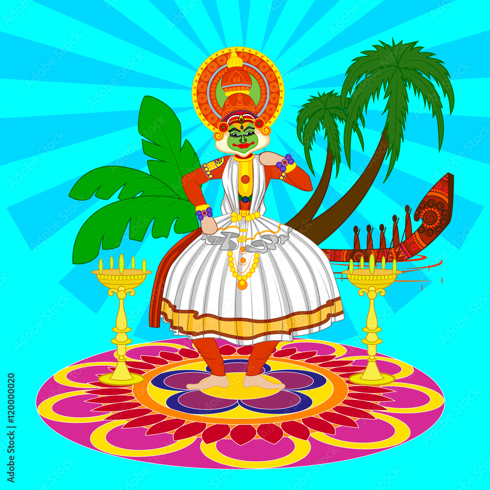 Happy Onam background in Indian art style Stock Vector | Adobe Stock