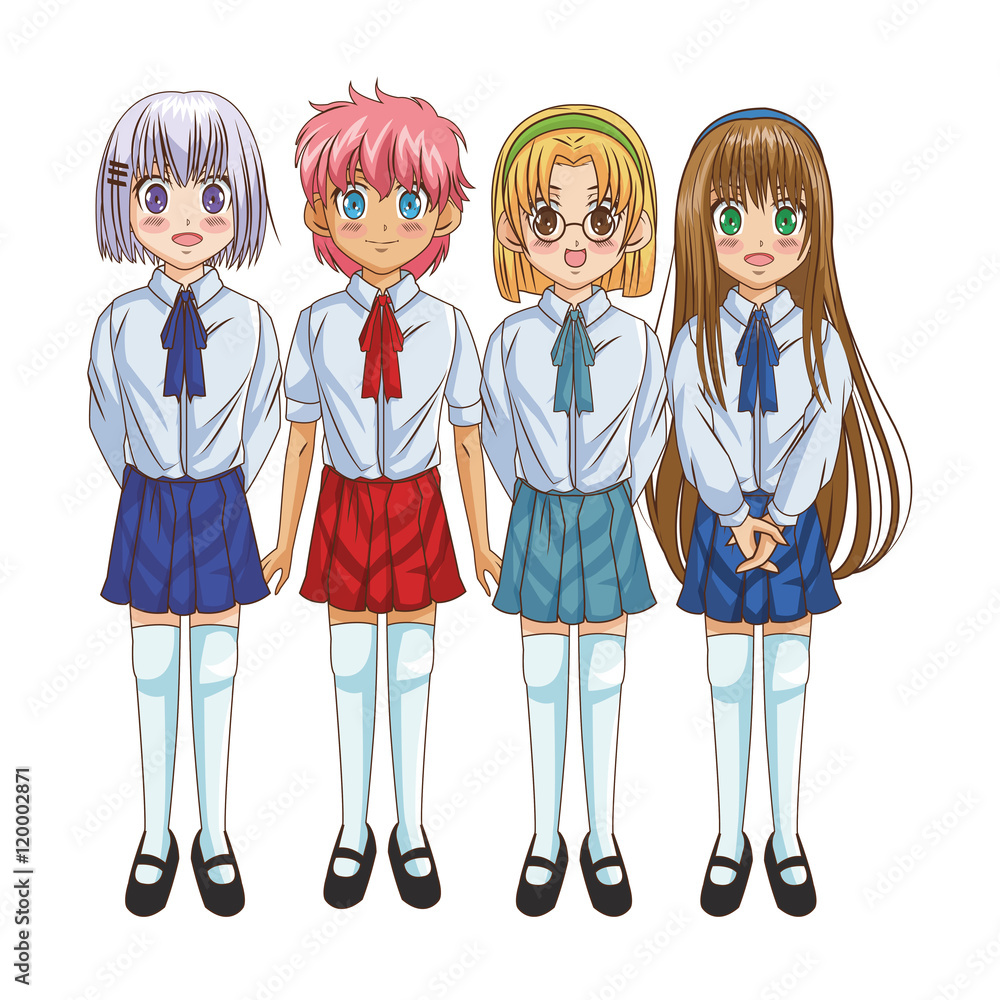 Cartoon and happy student girl kid. Anime manga and comic theme ...